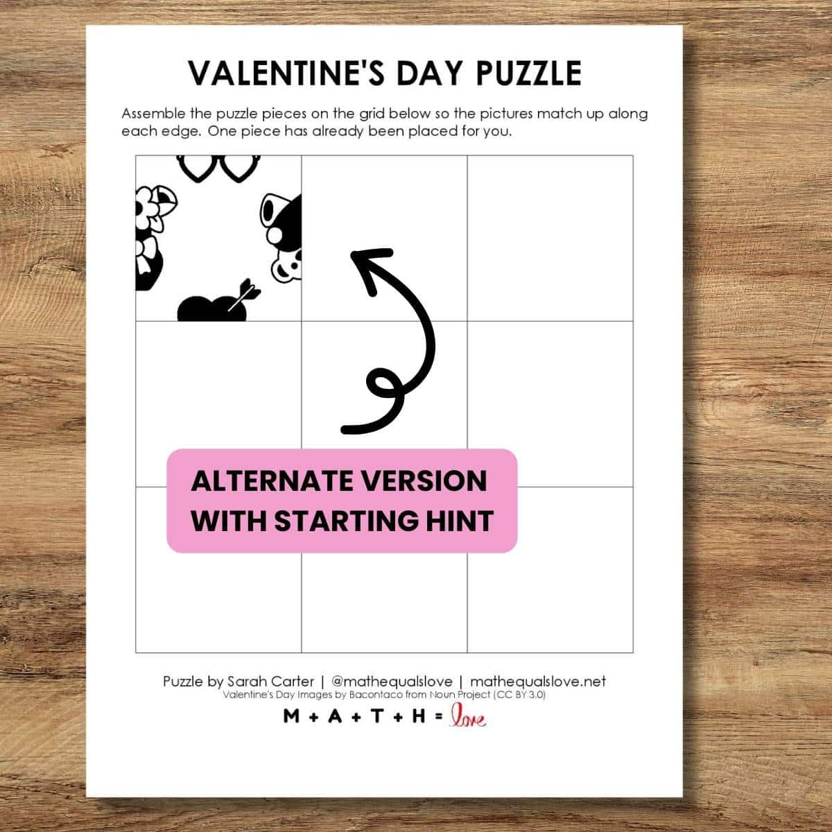 Valentine's Day Square Matching Puzzle | Math = Love