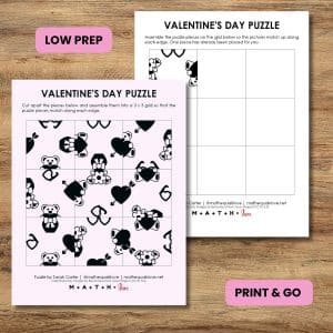 Valentine's Day Square Matching Puzzle | Math = Love