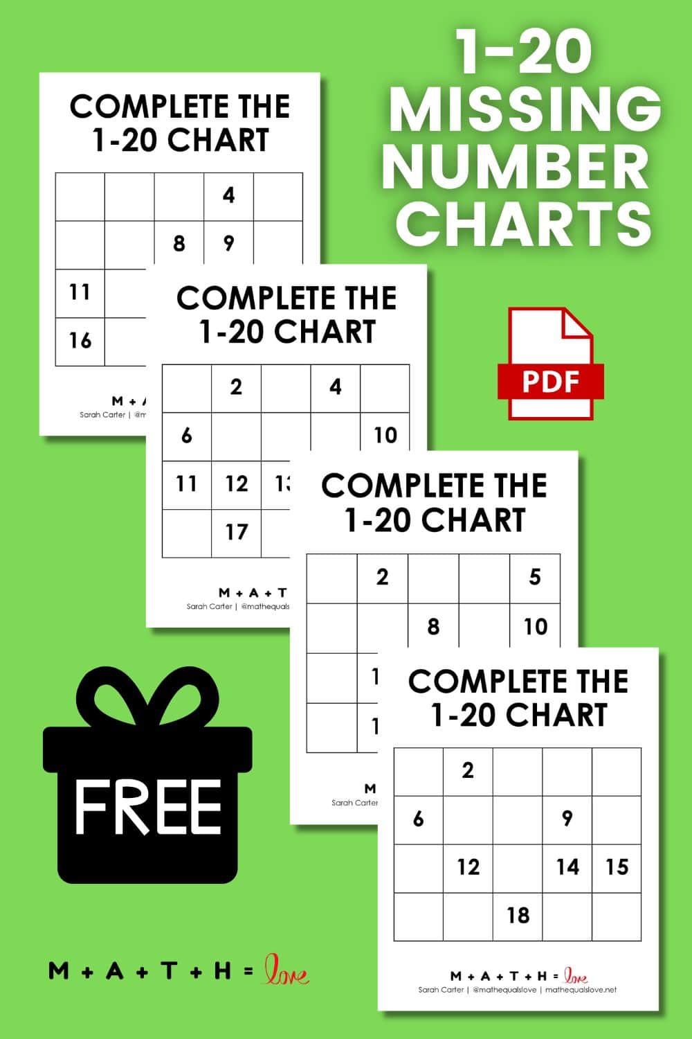 Printable Number Chart 1-20 (Free PDF Templates)