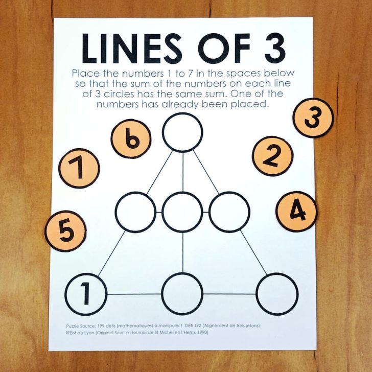 Lines of 3 Puzzle (Free Printable PDF)