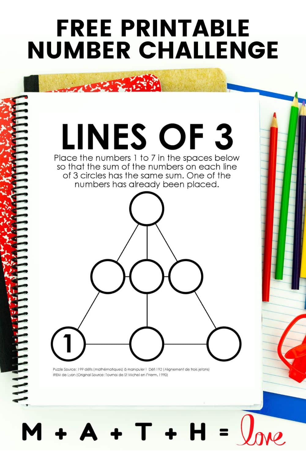 Lines of 3 Puzzle (Free Printable PDF)