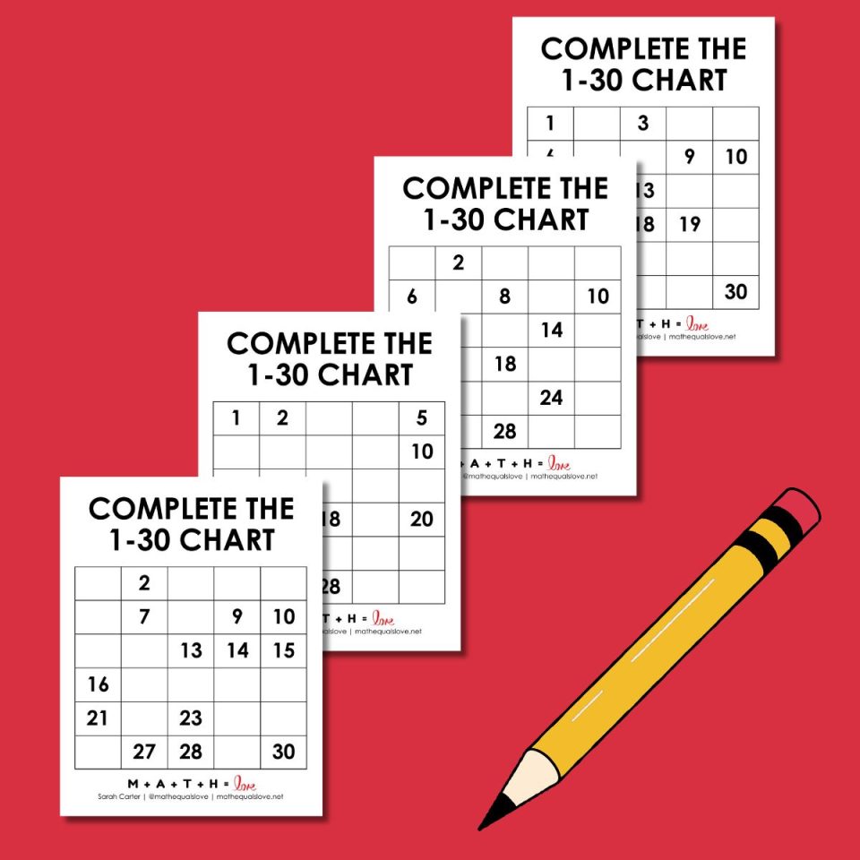 Printable Number Chart 1-30 (Free PDF Templates)