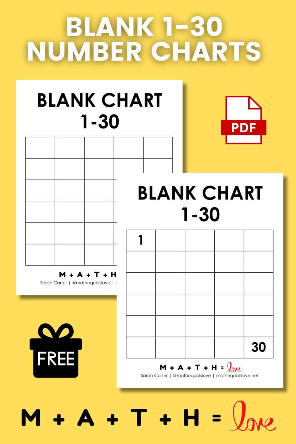 Printable Number Chart 1-30 (Free PDF Templates)