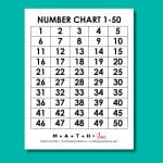 Printable Number Chart 1-50 (Free PDF Templates)