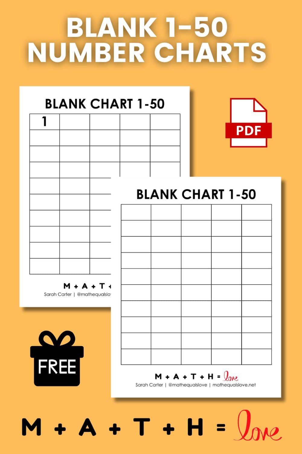 Printable Number Chart 1-50 (Free PDF Templates)