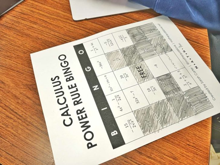 Calculus Power Rule Bingo Activity for Derivatives FREE PDF