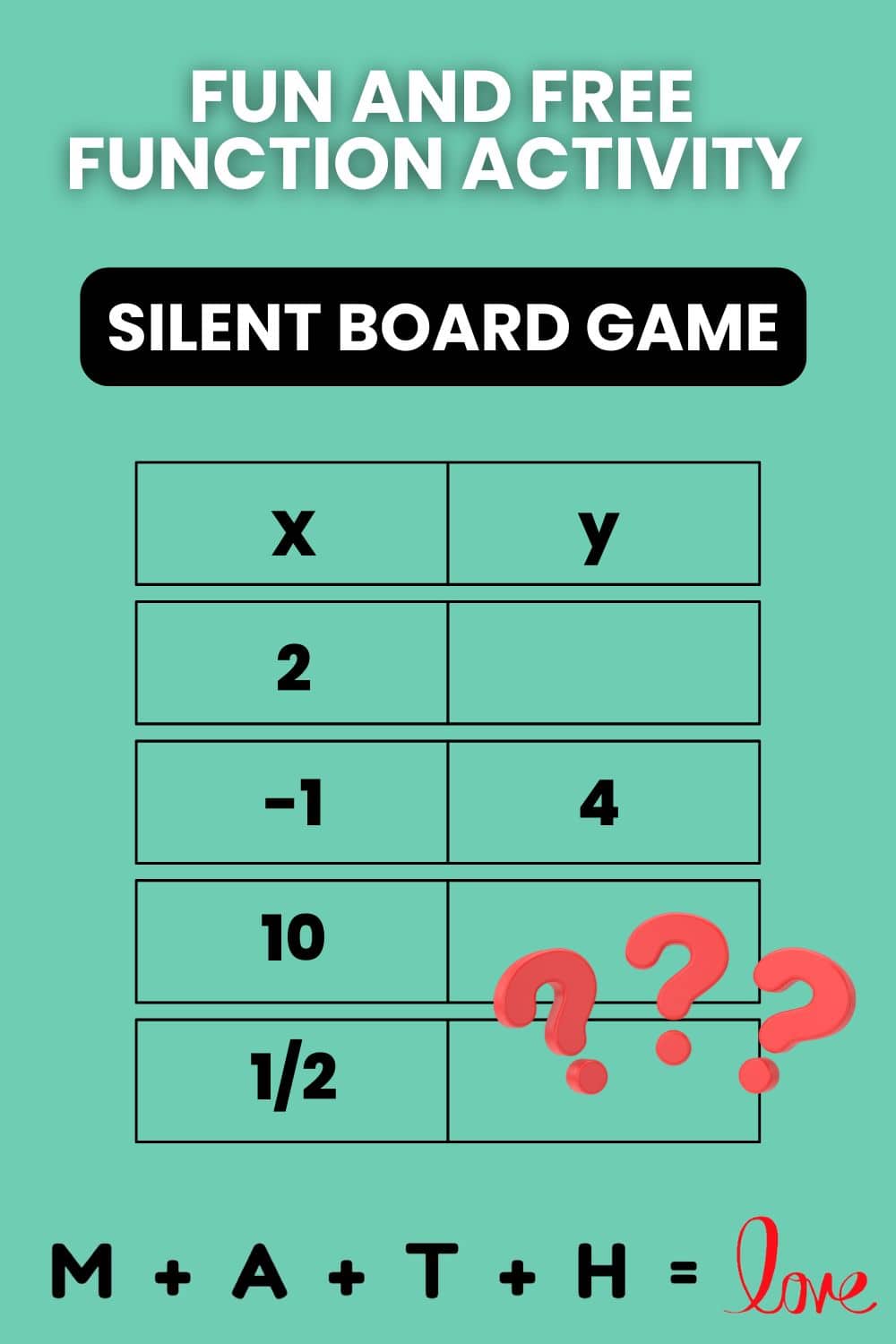 Silent Board Game for Finding Function Rules | Math = Love