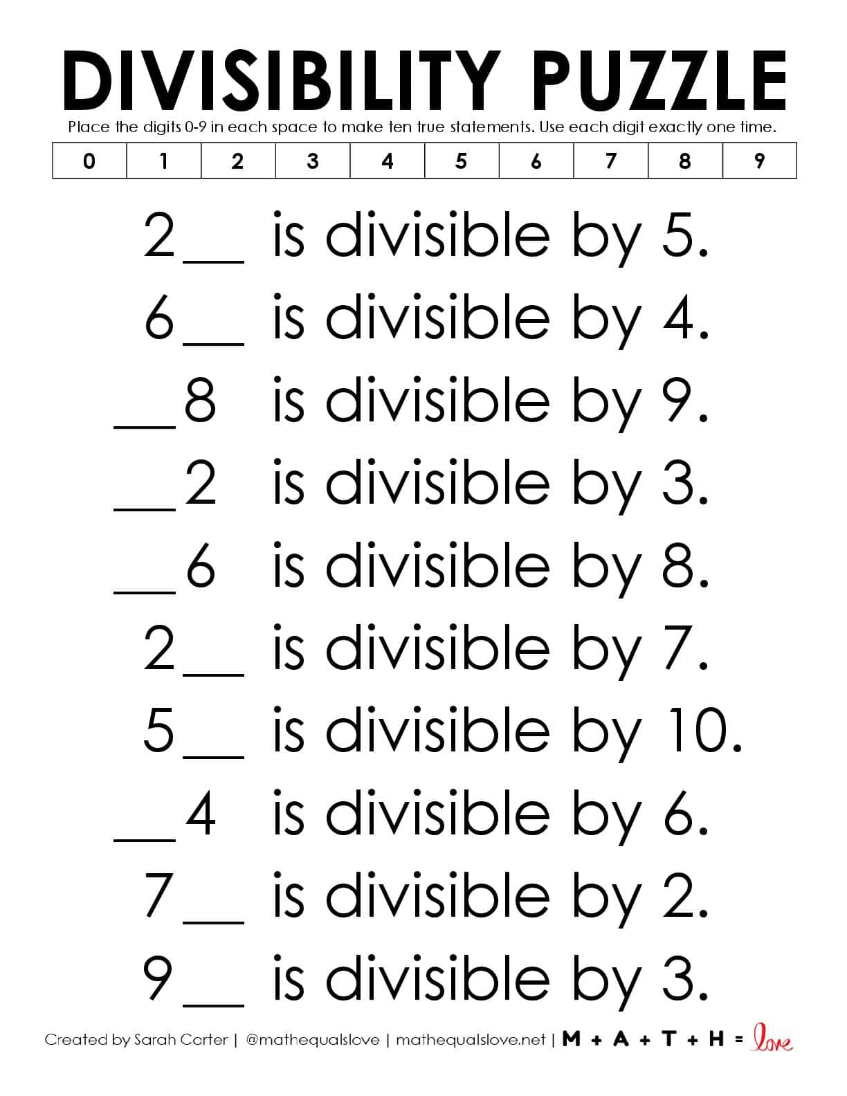 Divisibility Puzzle | Math = Love