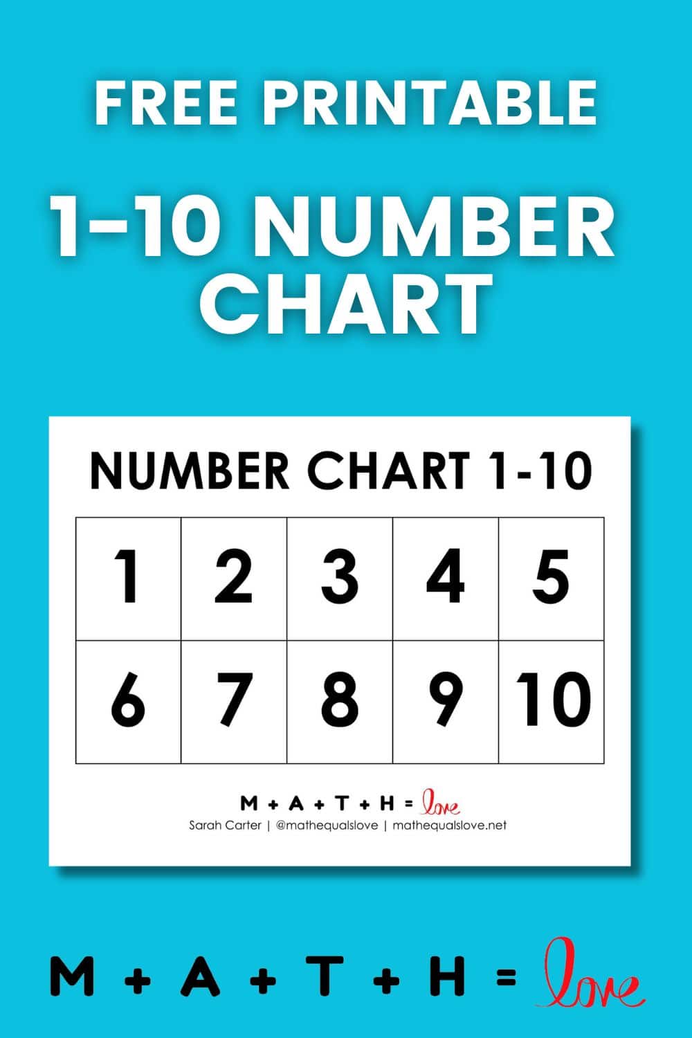 1-10 Number Chart for Kids (Free Printable PDF)