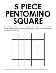 5 Piece Pentomino Square Puzzle | Math = Love