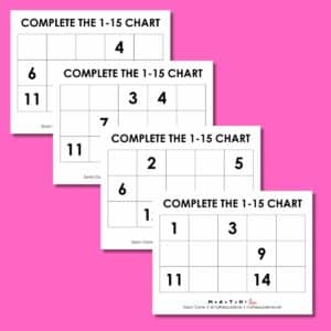 Number Chart 1-15 (with Free Missing Numbers Worksheets)