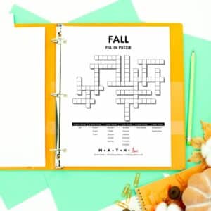 Fall Fill-In Word Puzzle | Math = Love