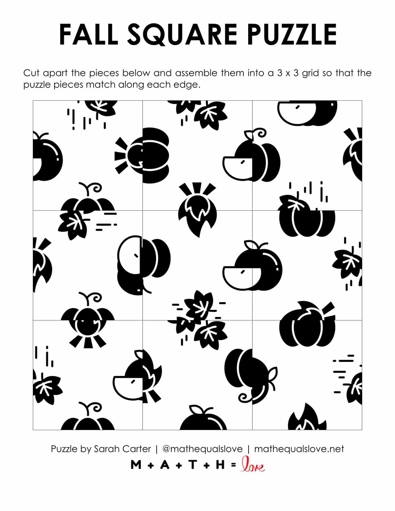 Square Fall Logic Puzzle | Math = Love
