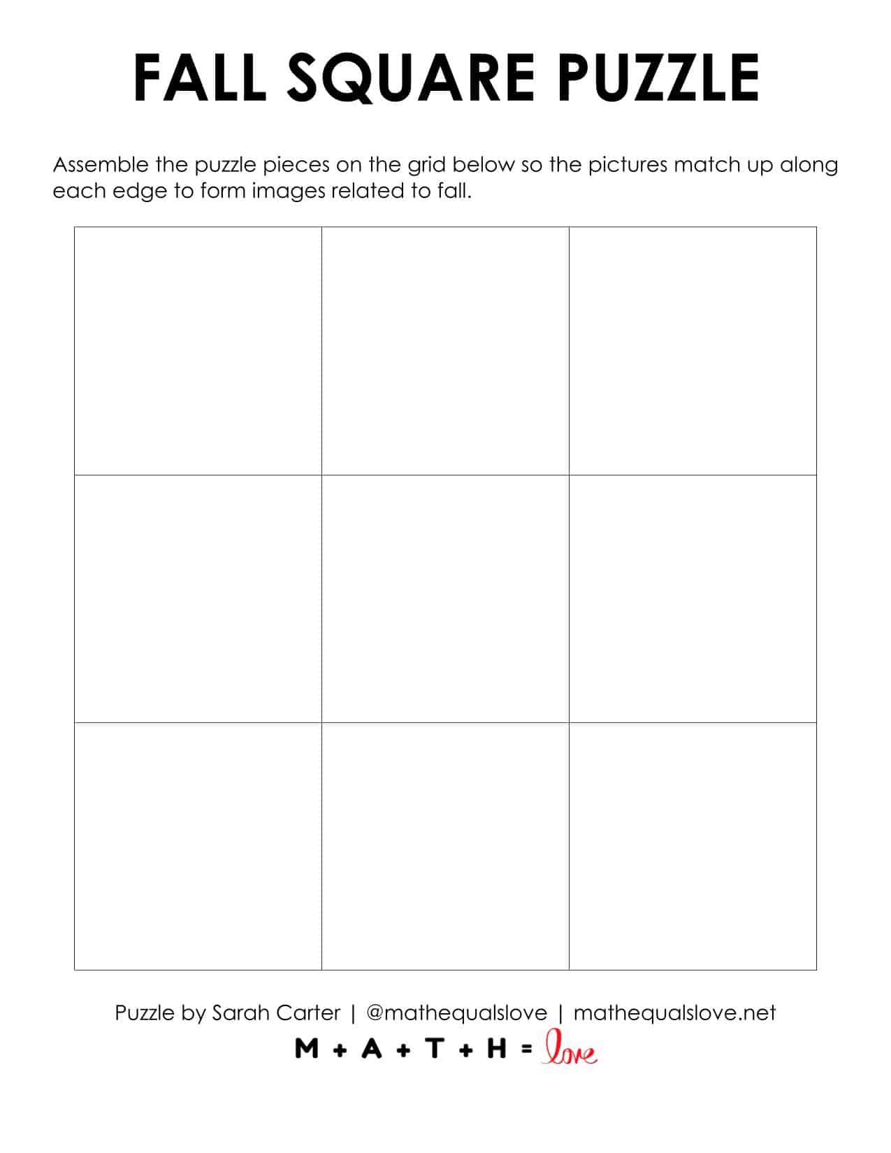 Square Fall Logic Puzzle | Math = Love