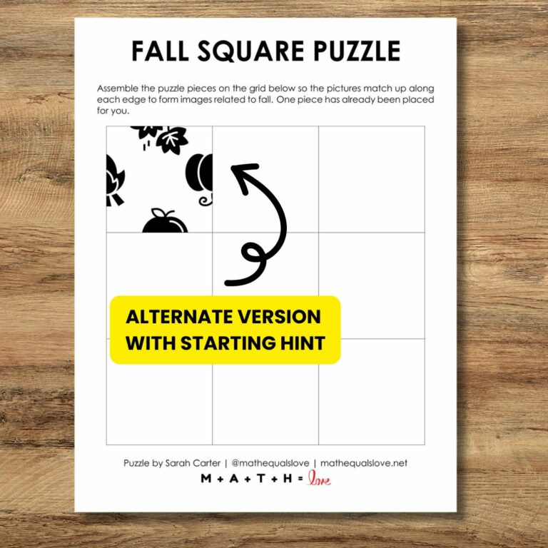 Square Fall Logic Puzzle | Math = Love