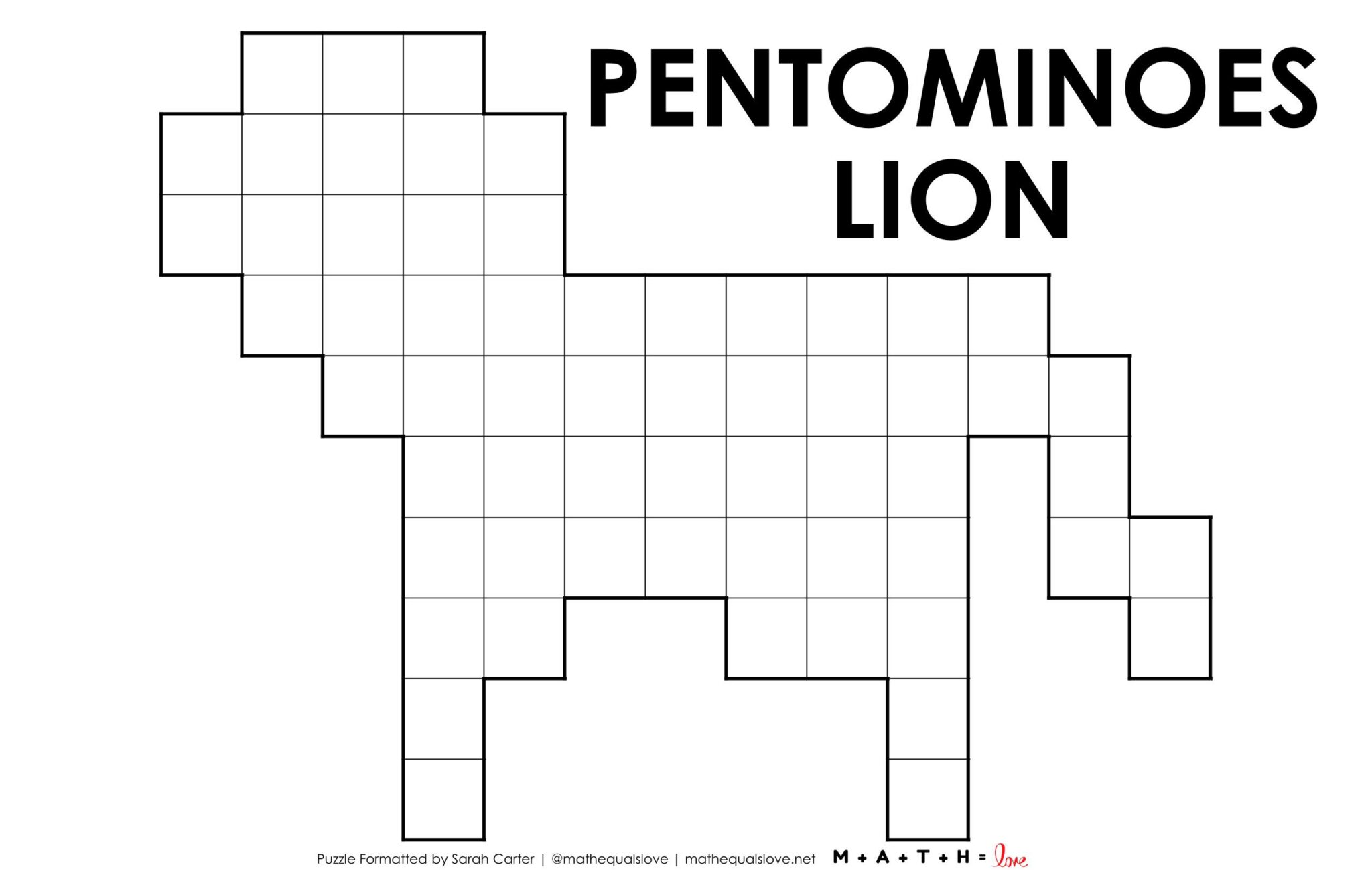 Pentominoes Lion Puzzle | Math = Love