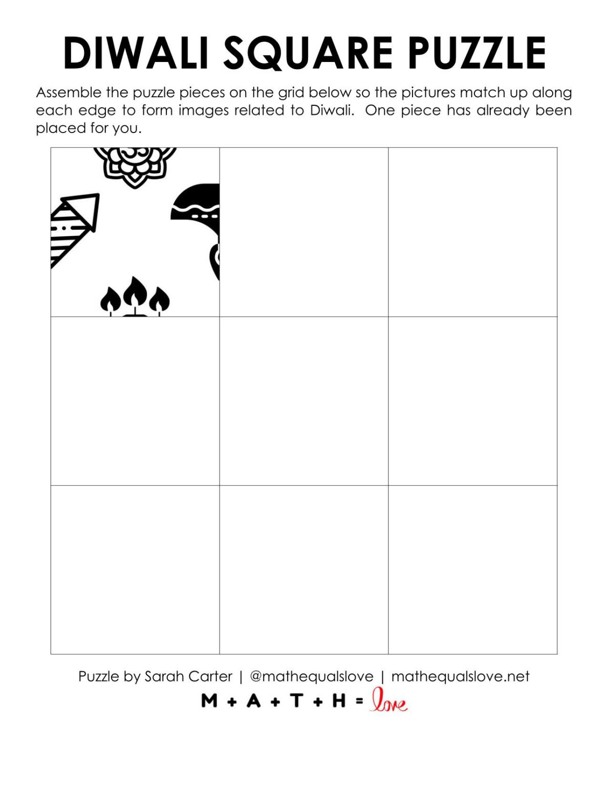 Diwali Square Edge Matching Puzzle | Math = Love