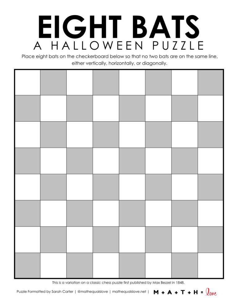8 Bats Halloween Puzzle | Math = Love
