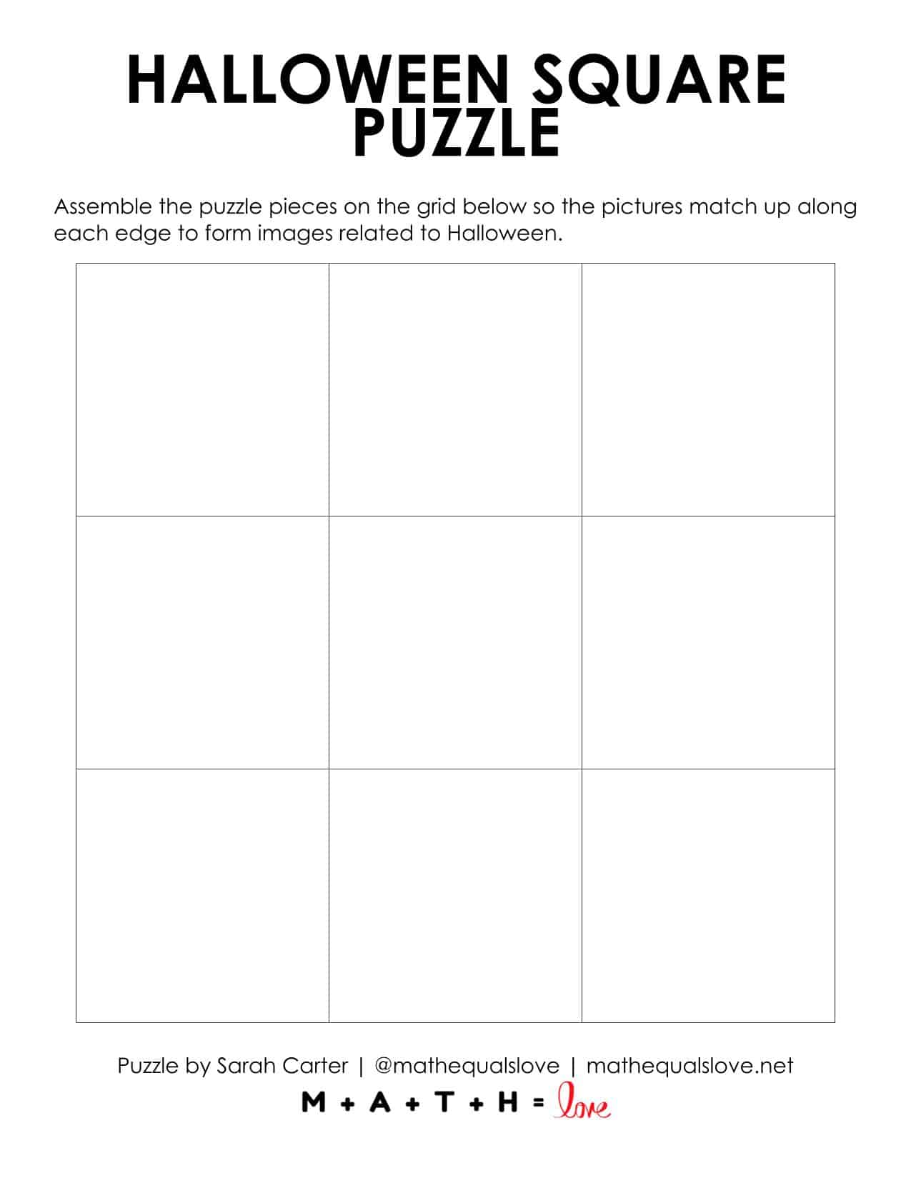Halloween Square Edge Matching Puzzle | Math = Love