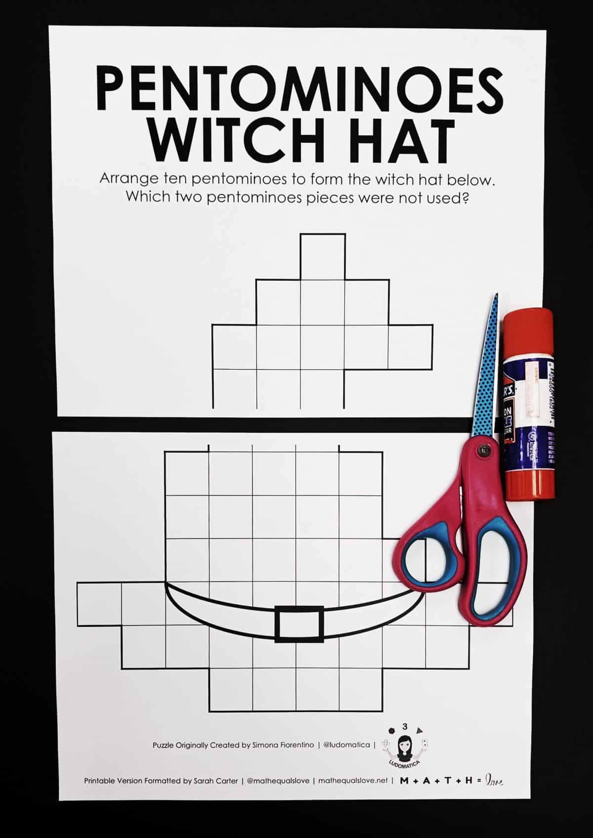 Witch Hat Pentominoes Puzzle for Halloween | Math = Love