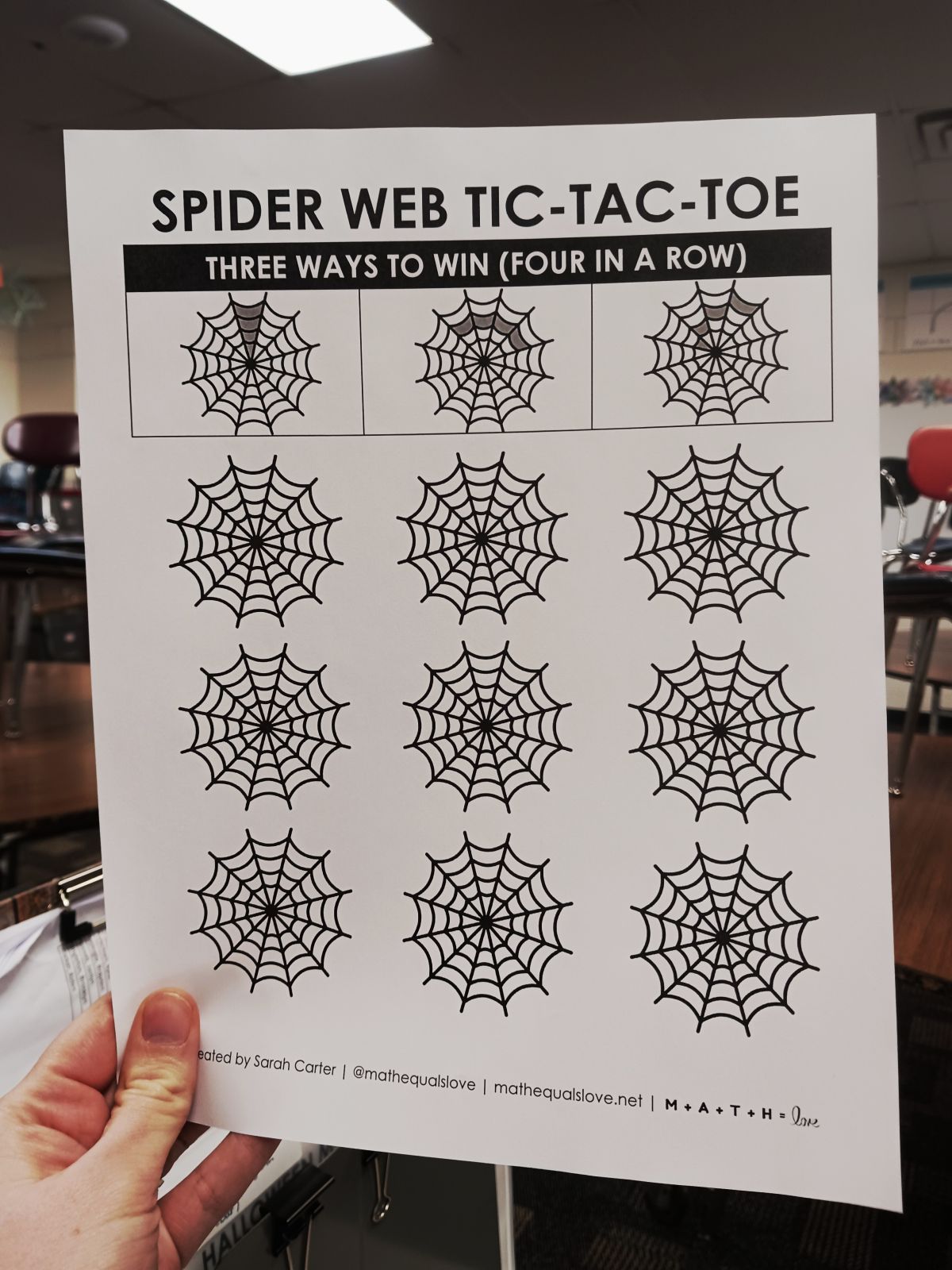 Spider Web Tic-Tac-Toe Game for Halloween | Math = Love