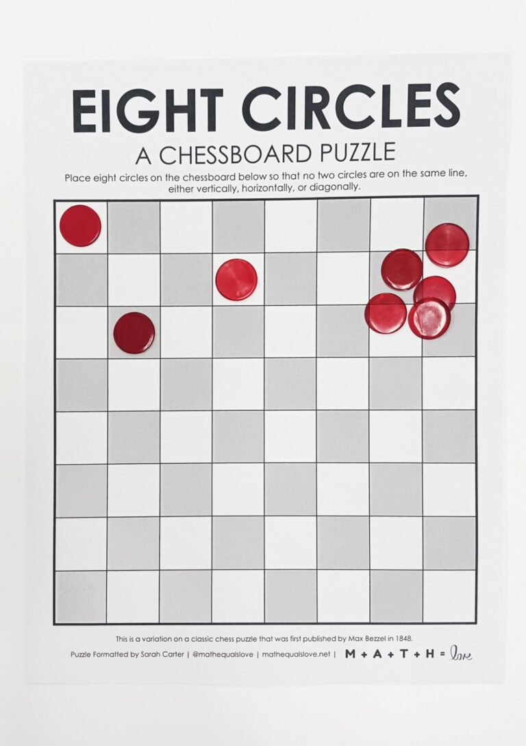 8 Queens Puzzle (Free Printable PDF for the Classroom)