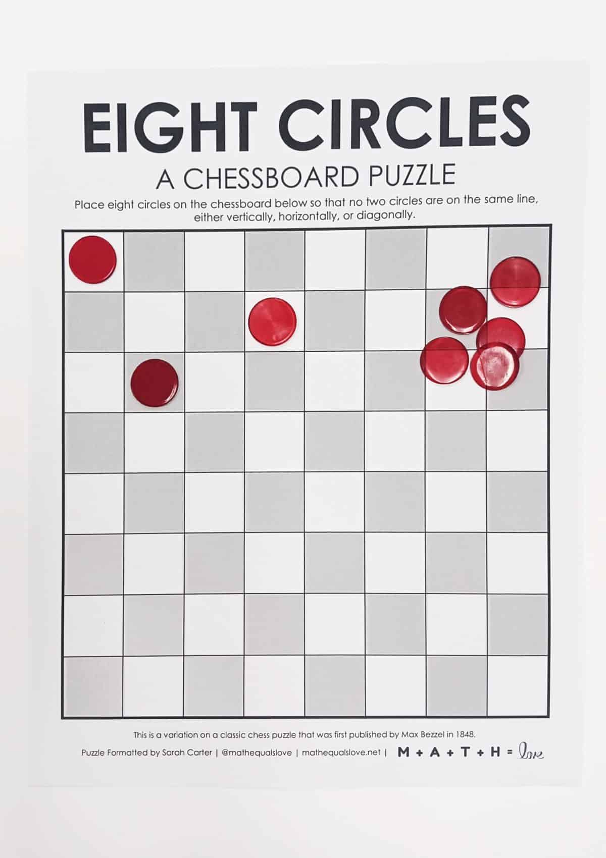 8 Queens Puzzle (Free Printable PDF for the Classroom)