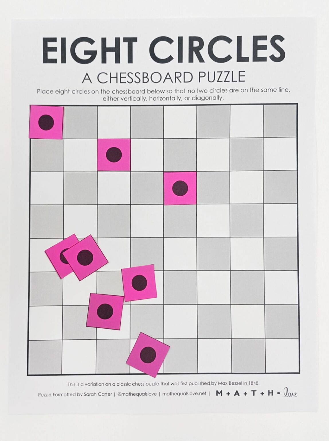8 Queens Puzzle (Free Printable PDF for the Classroom)