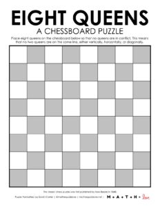8 Queens Puzzle (Free Printable PDF for the Classroom)