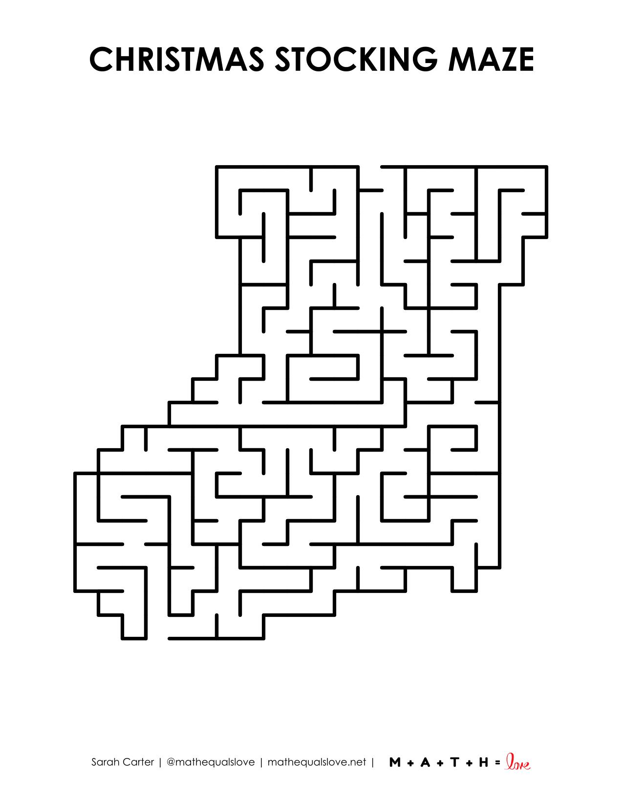 Christmas Stocking Maze [FREE Printable PDF]