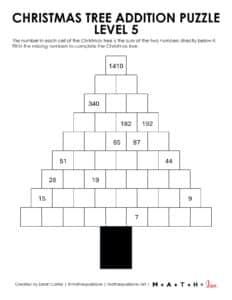 Christmas Tree Addition Puzzle Worksheets [FREE PDF]