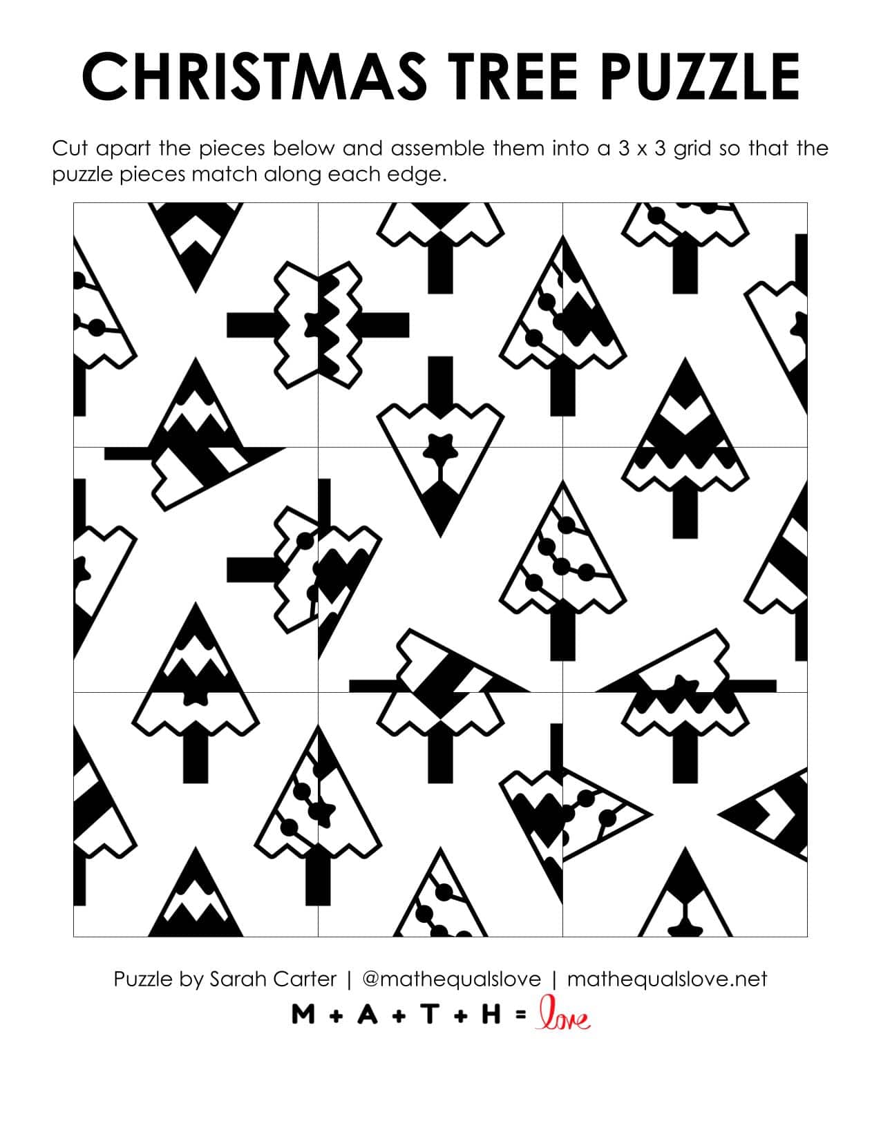Christmas Tree Square Edge Matching Puzzle | Math = Love