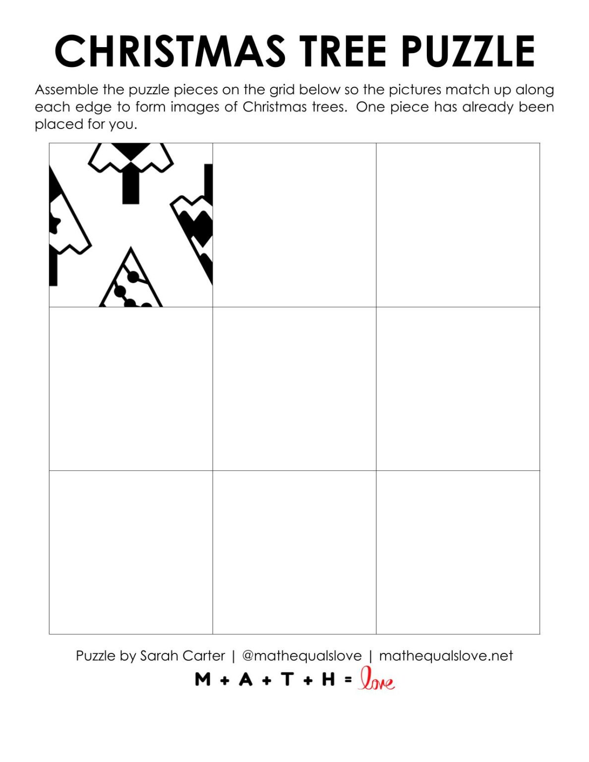 Christmas Tree Square Edge Matching Puzzle | Math = Love