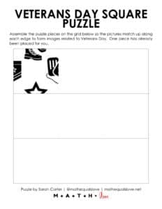 Veterans Day Square Edge Matching Puzzle | Math = Love