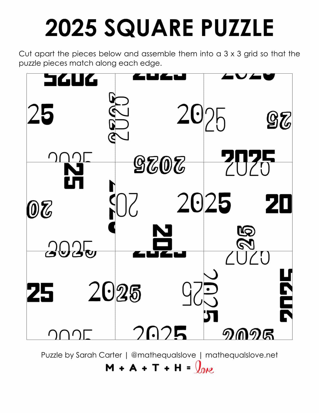 2025 Square Edge Matching Puzzle [Free PDF Download]