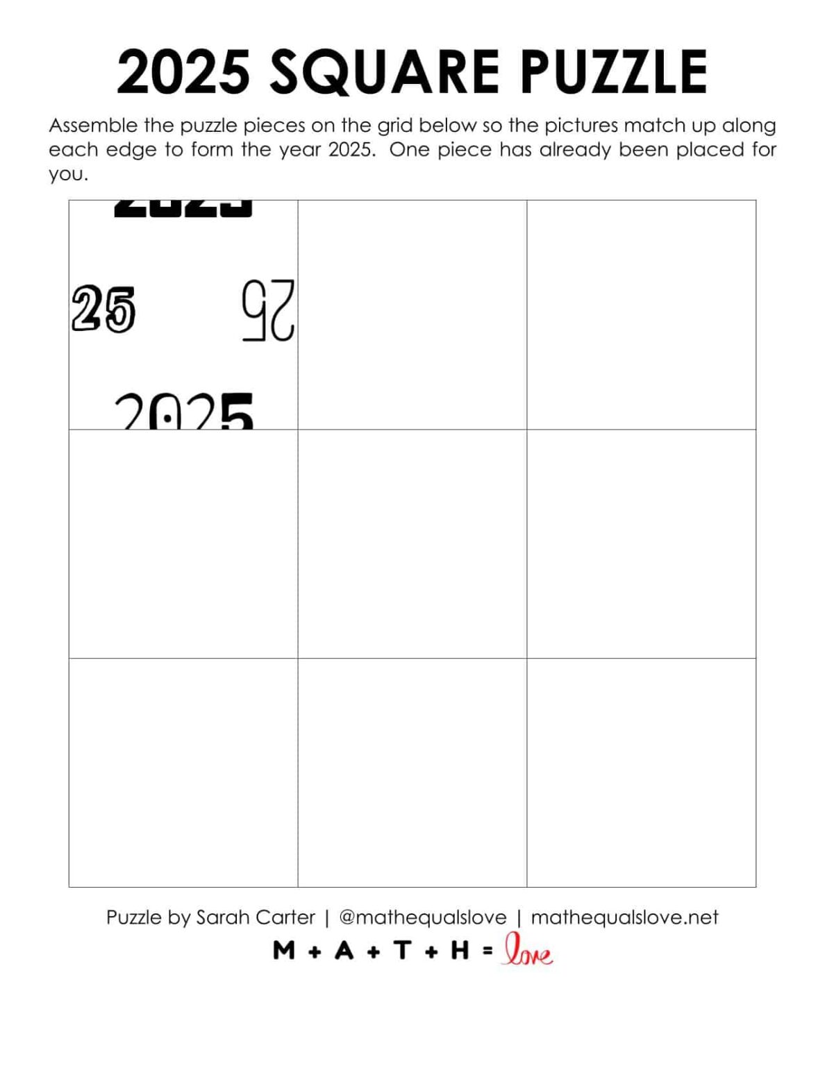 2025 Square Edge Matching Puzzle [Free PDF Download]