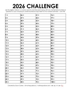2026 Number Challenge [Free Printable PDF]