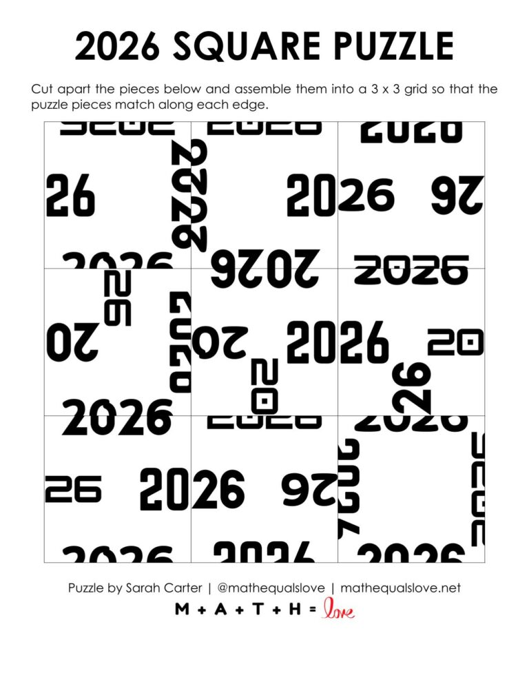 2026 Square Edge Matching Puzzle [Free PDF Download]