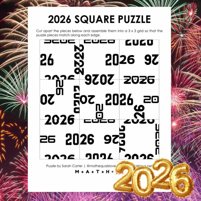 New Years 2026 Activities and Puzzles | Math = Love