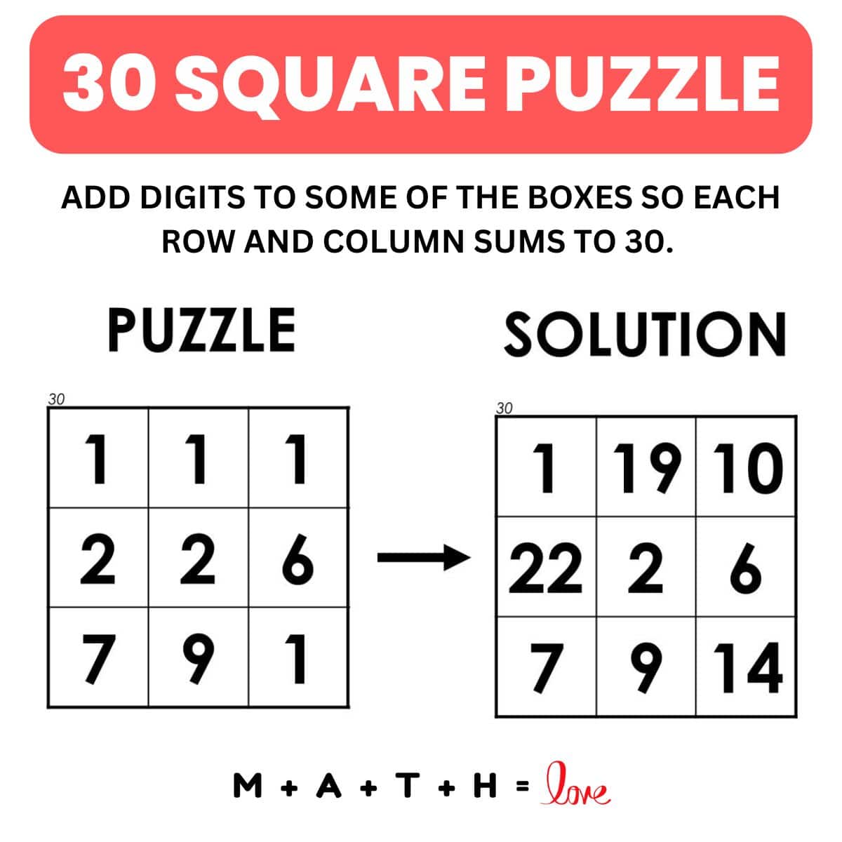 Magic Square Puzzle Collection | Math = Love