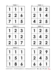 30 Square Logic Puzzles | Math = Love