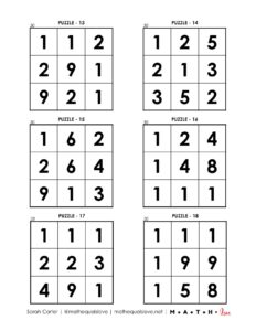 30 Square Logic Puzzles | Math = Love