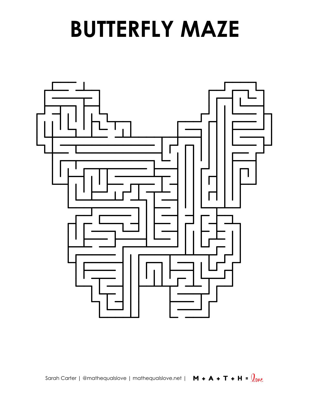 Spring Butterfly Maze Printable | Math = Love