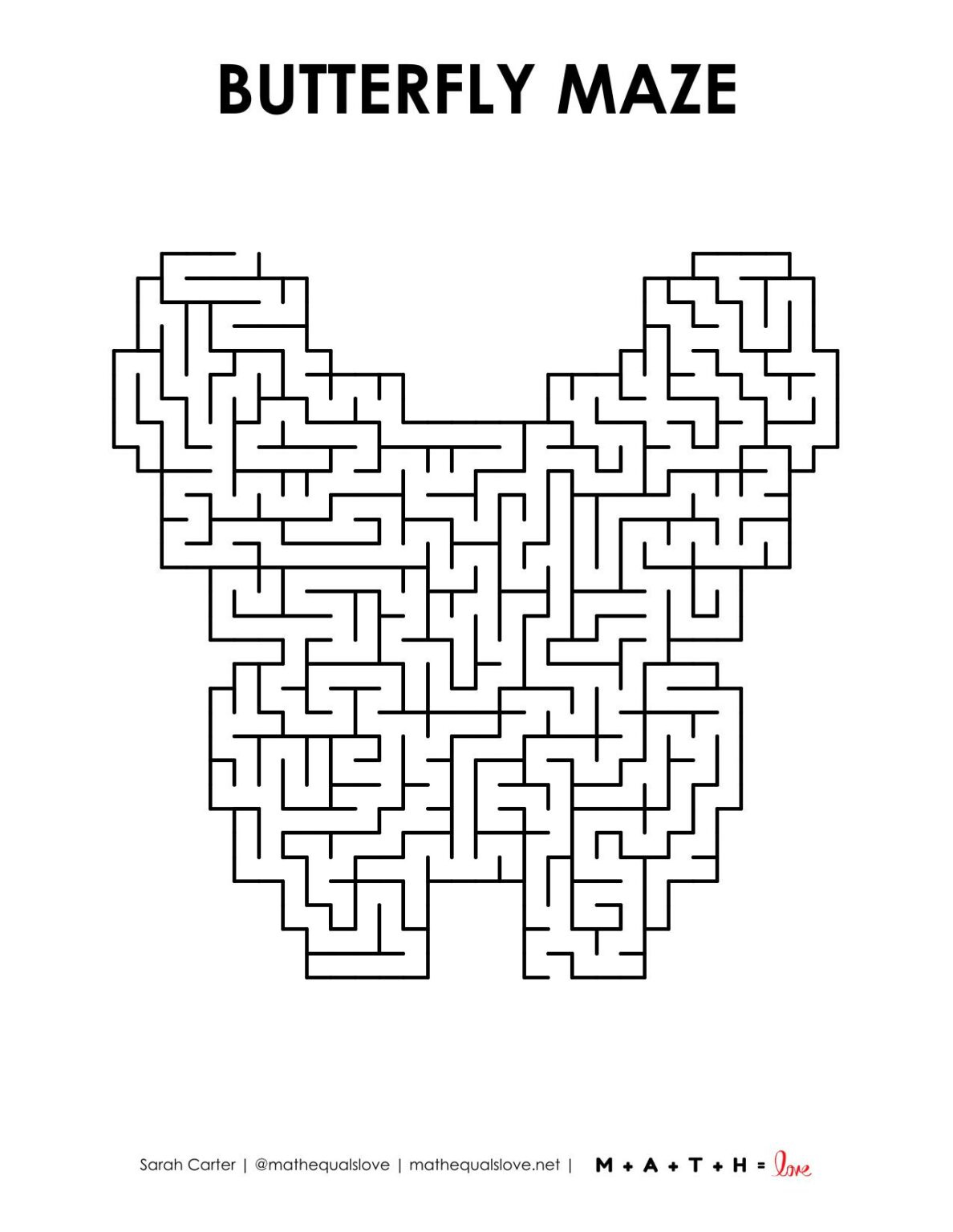 Spring Butterfly Maze Printable | Math = Love