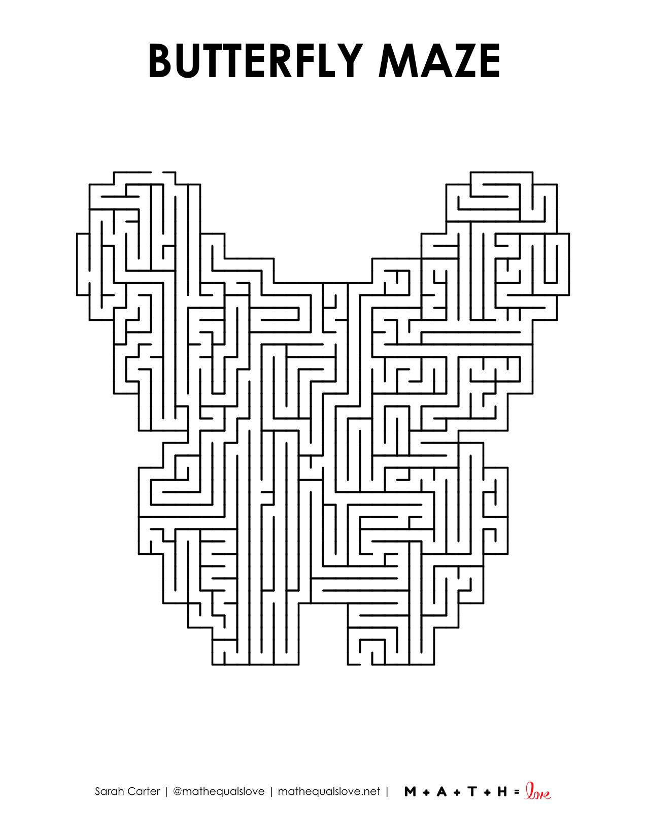 Spring Butterfly Maze Printable | Math = Love