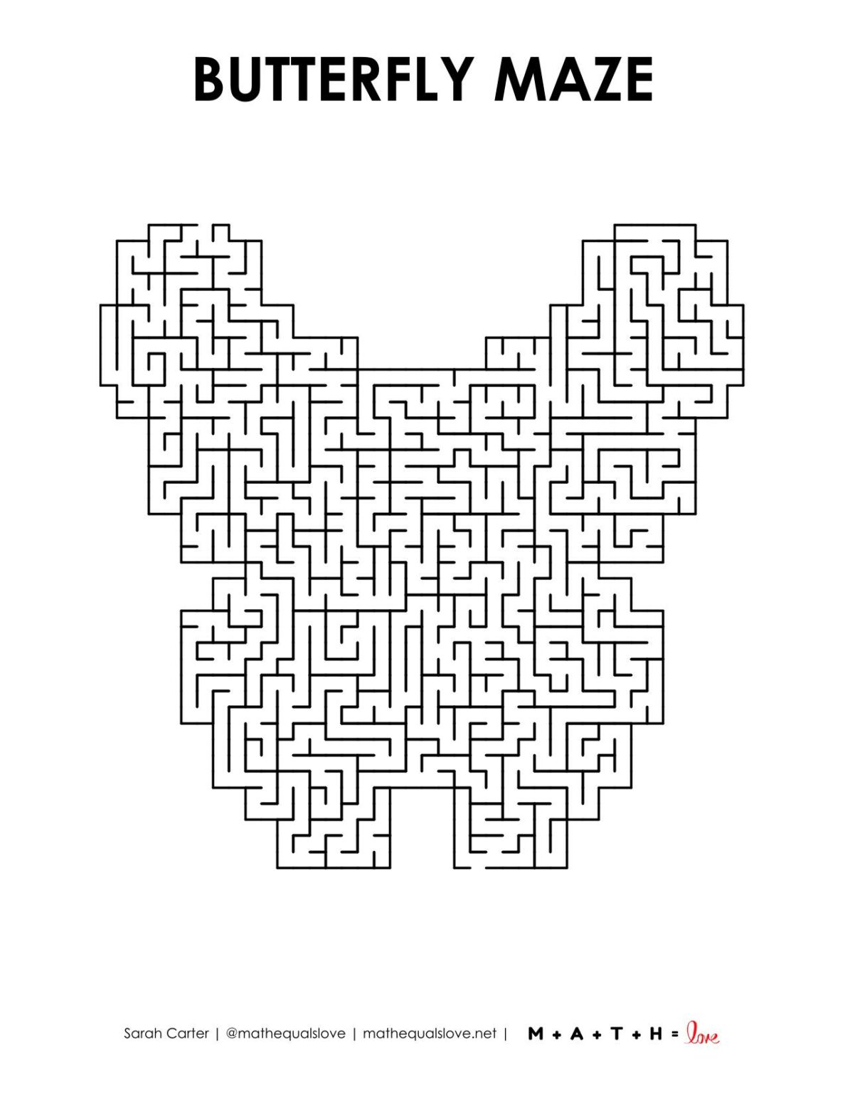 Spring Butterfly Maze Printable | Math = Love