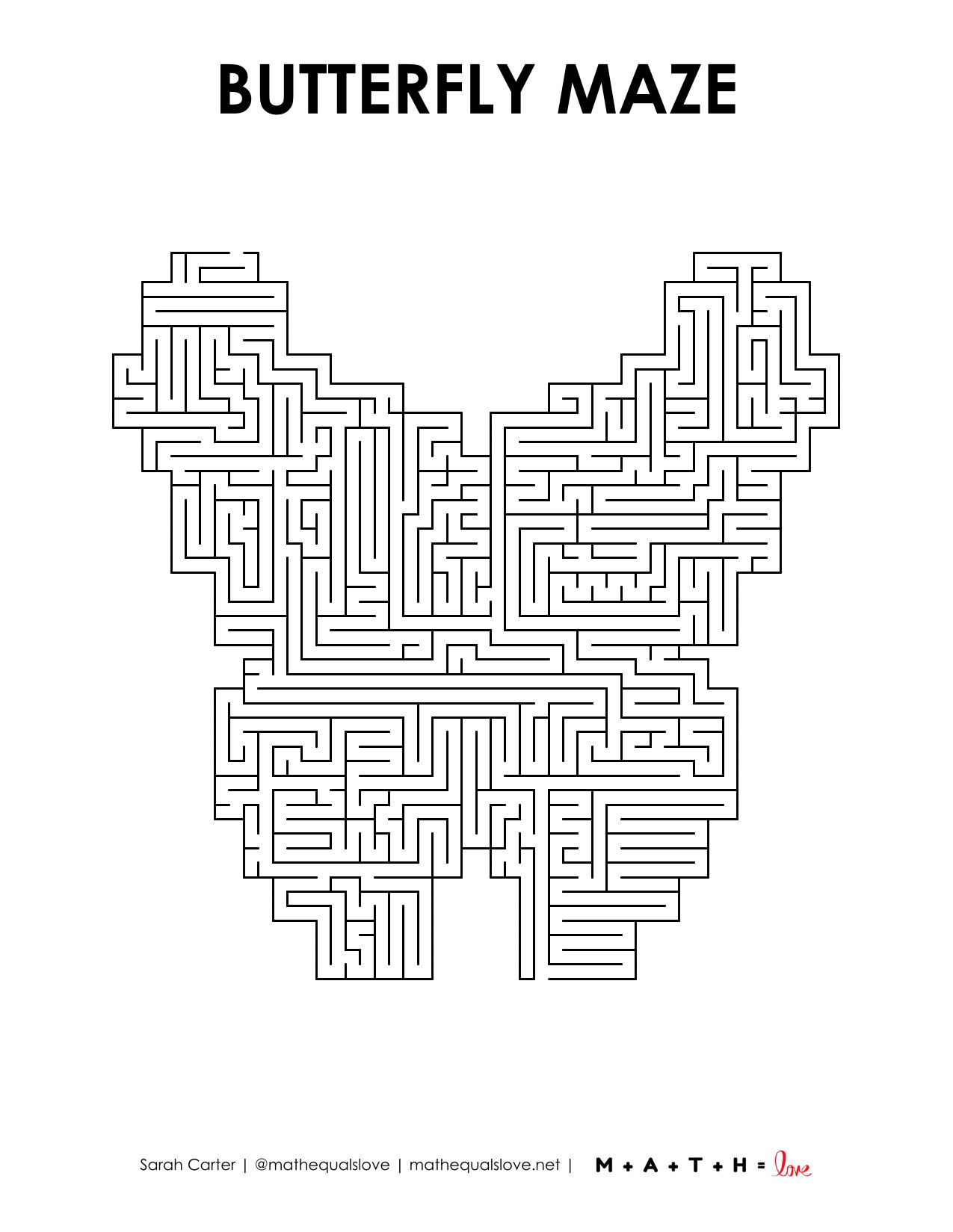Spring Butterfly Maze Printable | Math = Love