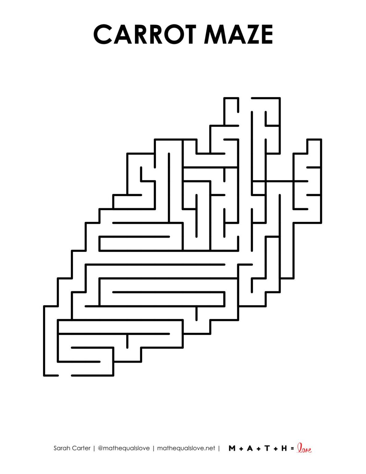 Carrot Maze Printable for Spring or Easter | Math = Love