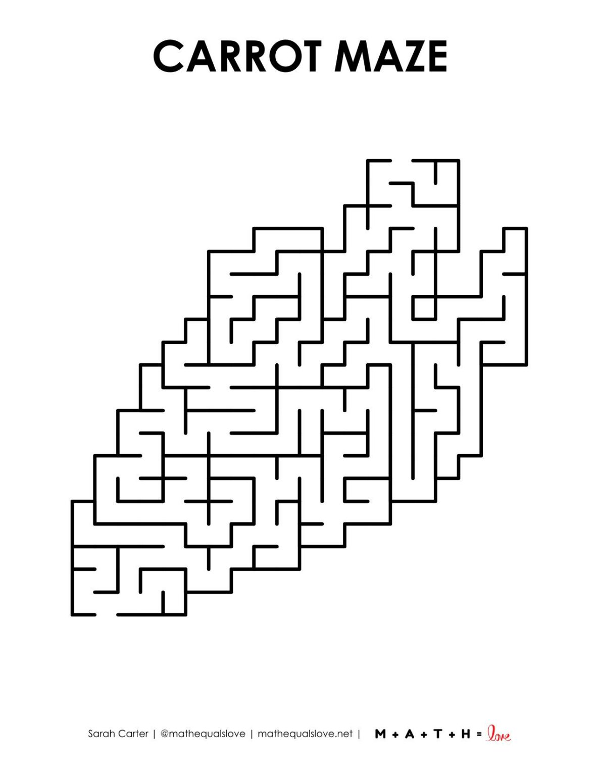 Carrot Maze Printable for Spring or Easter | Math = Love