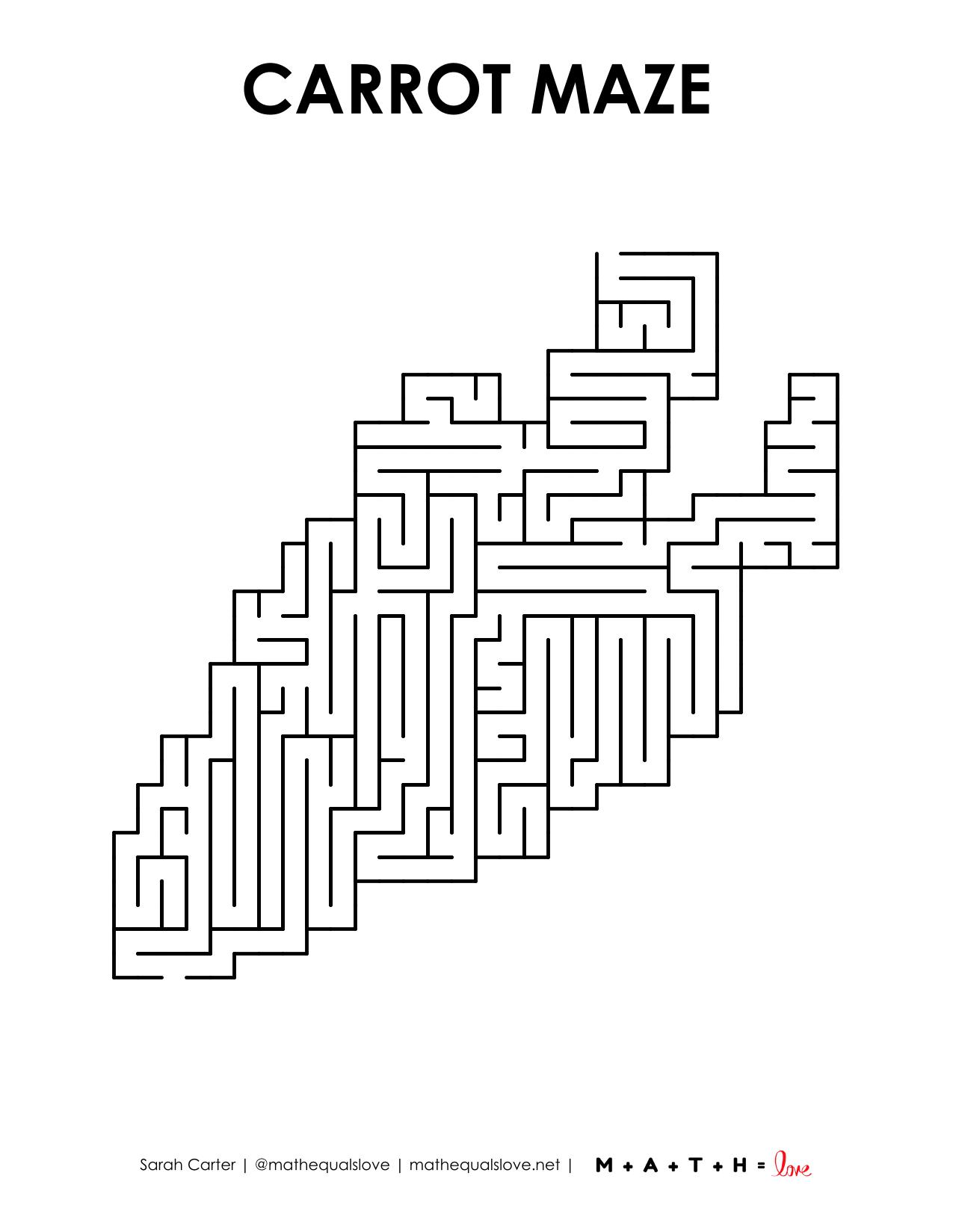 Carrot Maze Printable for Spring or Easter | Math = Love
